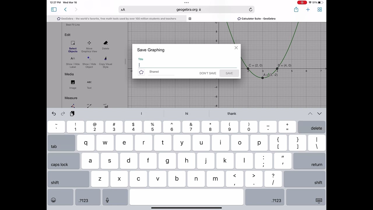 How to save and access files on Geogebra