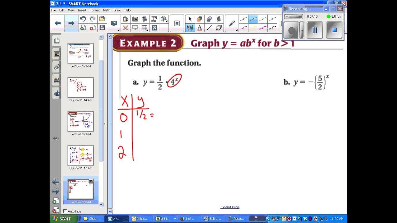 Alg II 7-1 Graph Exponential Growth Functions