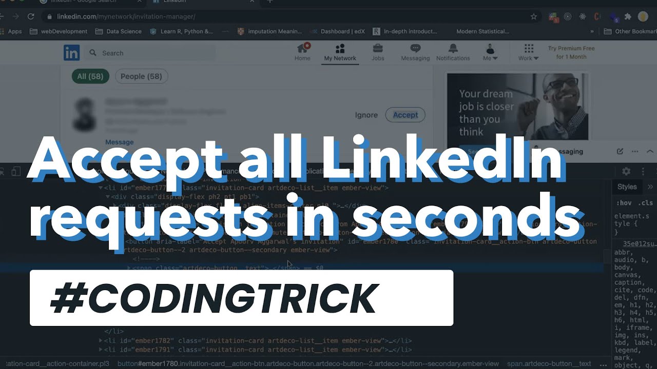 Accept all your LinkedIn requests by code [Coding Trick]