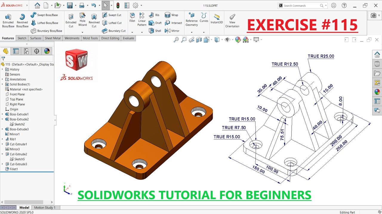 Solidworks Tutorial for Beginners 2024 | Exercise #115