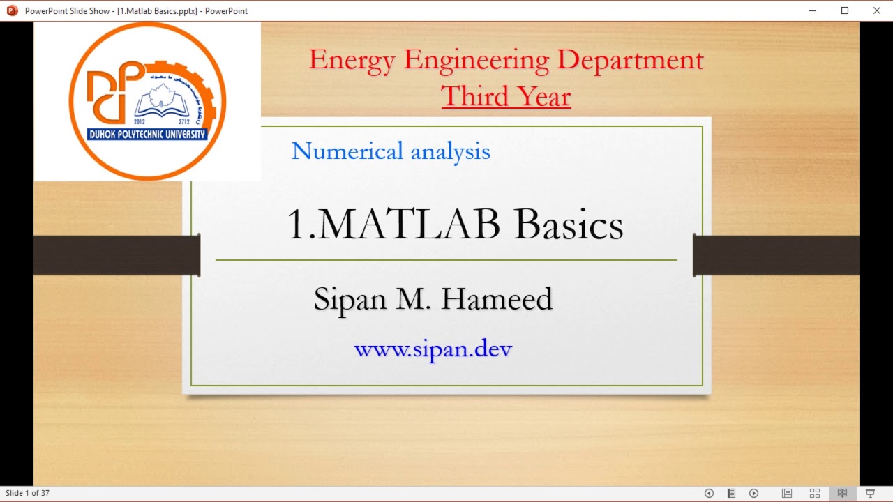 Numerical analysis - 1 - MATLAB Basic