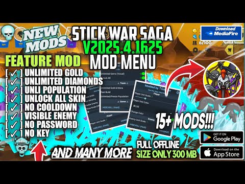 Stick War Saga Mod Menu V2025.4.1625 || Stick War 3 Mod Menu MediaFire No Password No Key!!