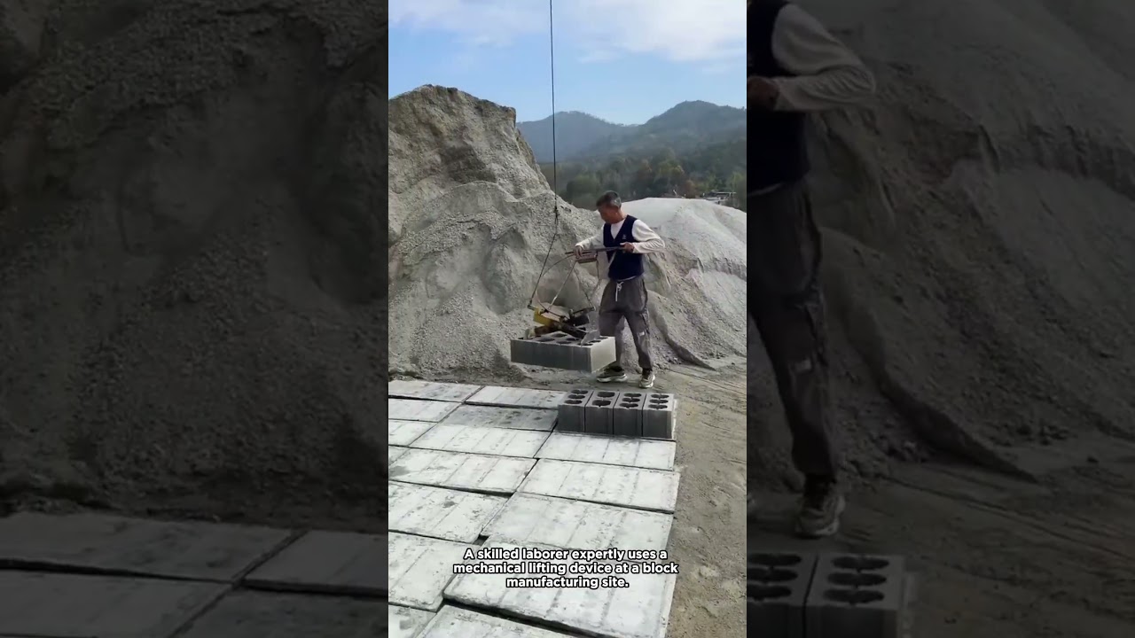 Efficient Concrete Block Stacking with a Mobile Crane