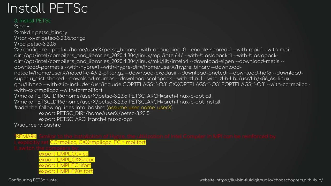 Configure PETSc PETSc4Py using Intel Compiler