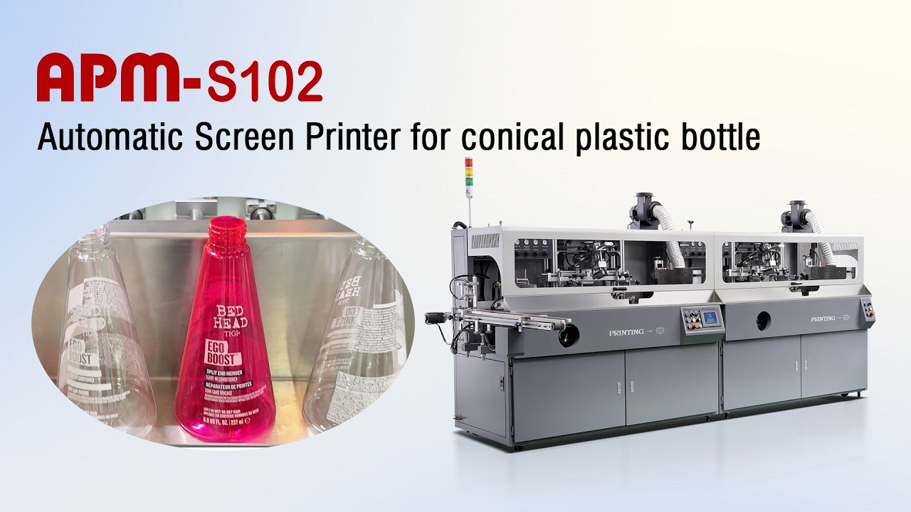 APM-S102 Automatic Screen Printer for Conical Plastic Bottles