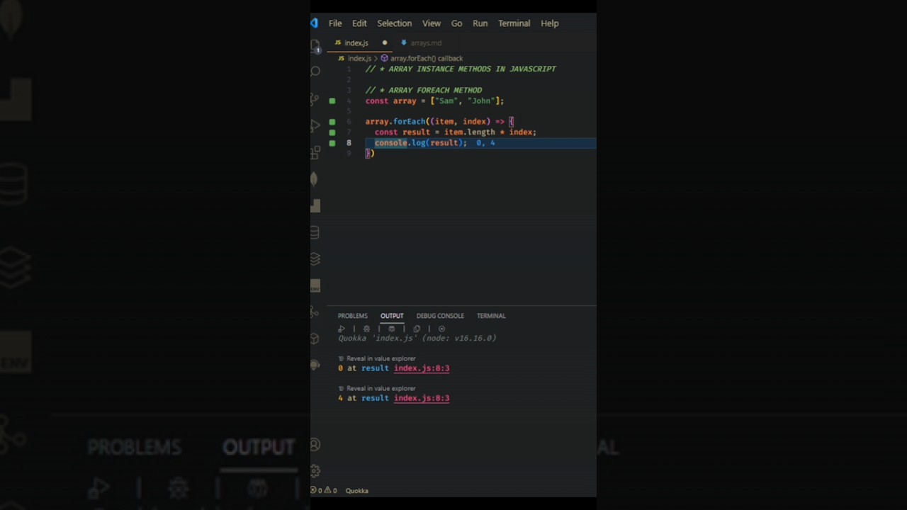 array for each method in Javascript #javascript #typescript #nodejs #arrays #programming #array