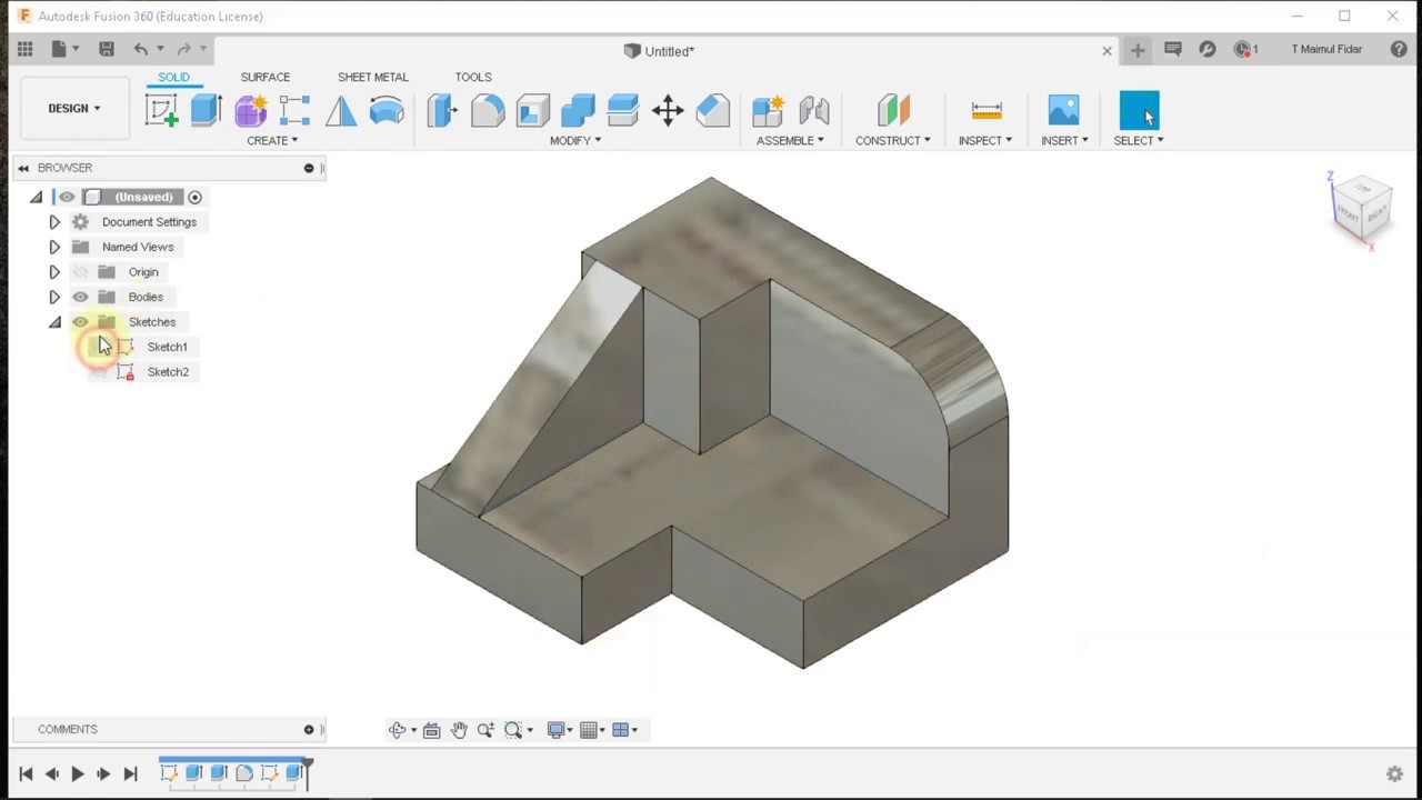 Fusion 360 Tutorial for Absolute Beginners |  Task 1 Cl Bracket