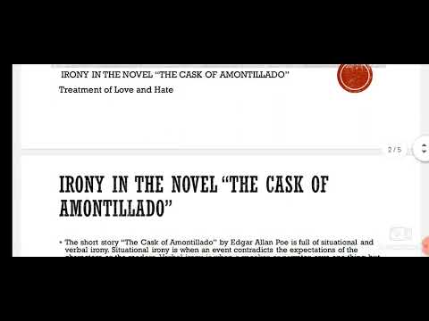 THE CASK OF AMENTILLADO - ELEMENTS OF IRONY AND TREATMENT OF LOVE AND HATE