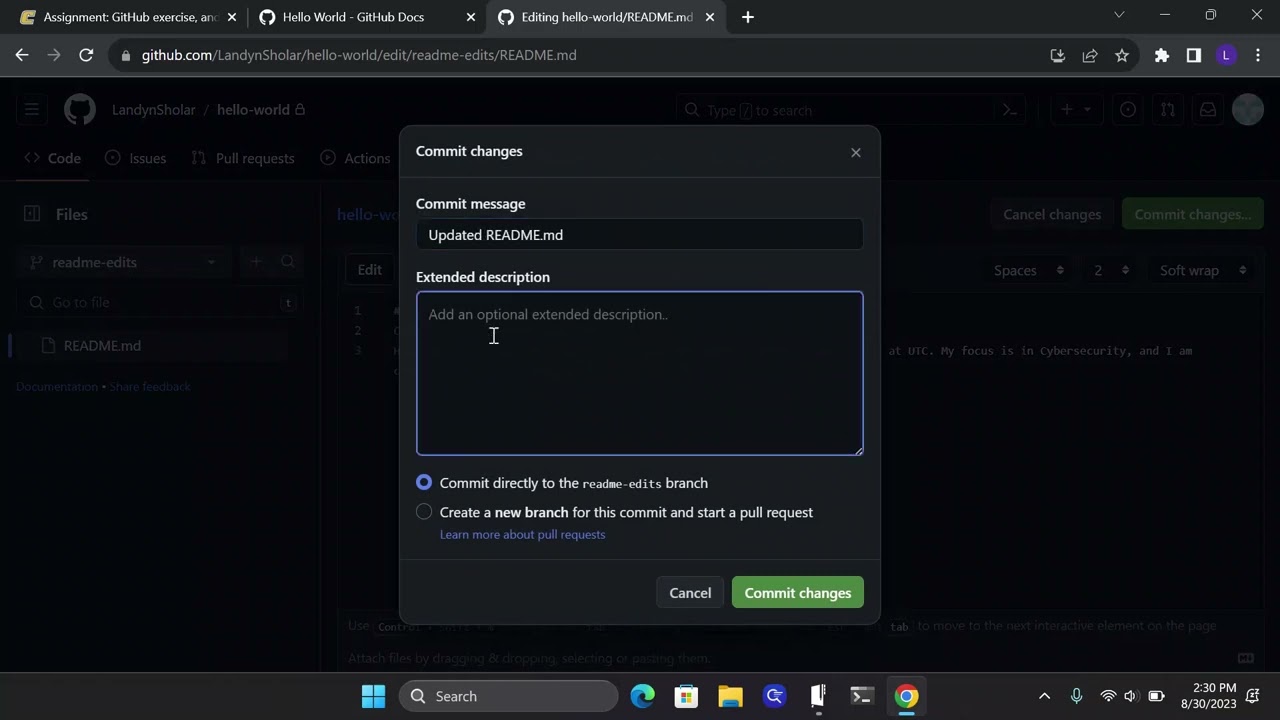 CPSC 2100 hello-world GitHub Assignment