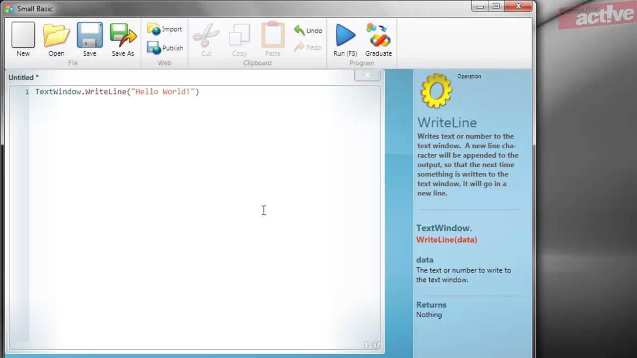 Small Basic Guide: 1 Introduction & first program