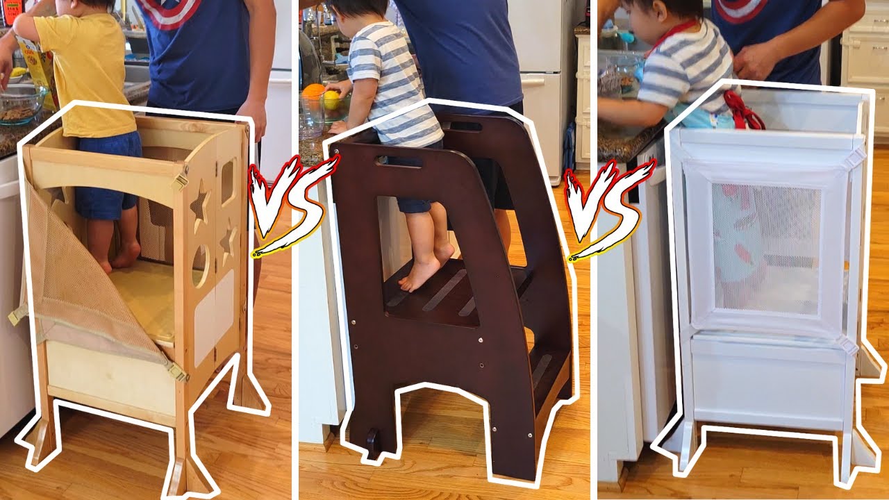 Guidecraft Kitchen Comparison Helper Stool vs Tower Step-Up