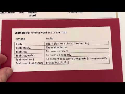 Hmong Commonly-used Words - Noun Classifiers "Tsab," Daim," and "Phau" with examples