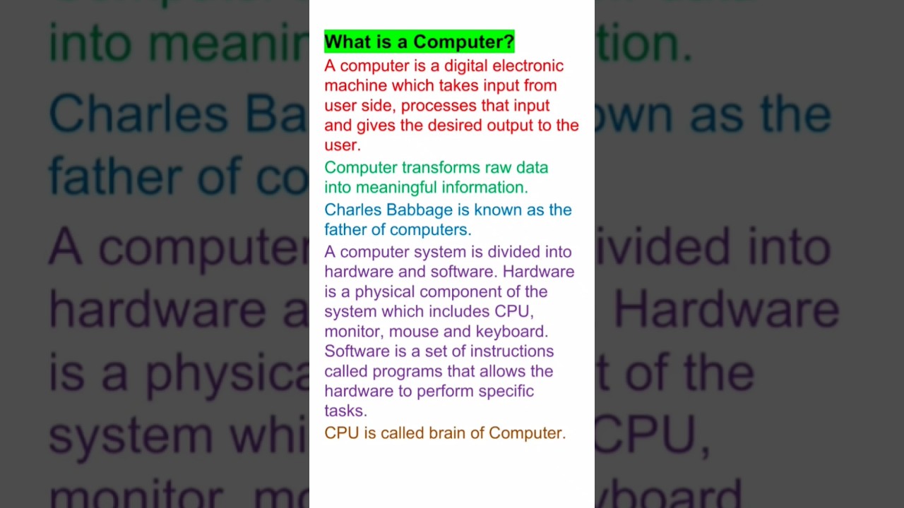 What is a Computer | Basic Computer Knowledge Part 1 #computer #basics #notes