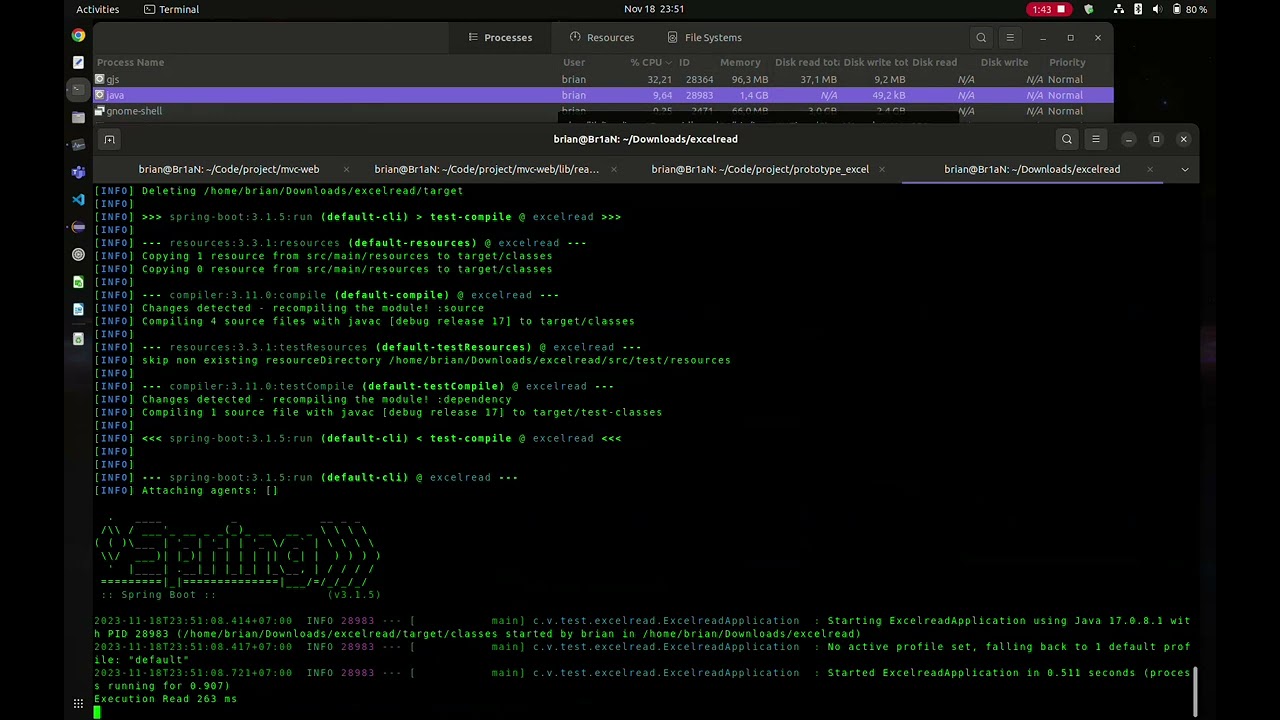 Testting Rust lib Calamine Read Excel Vs Spring boot lib dhatim.fastexcel Read Excel