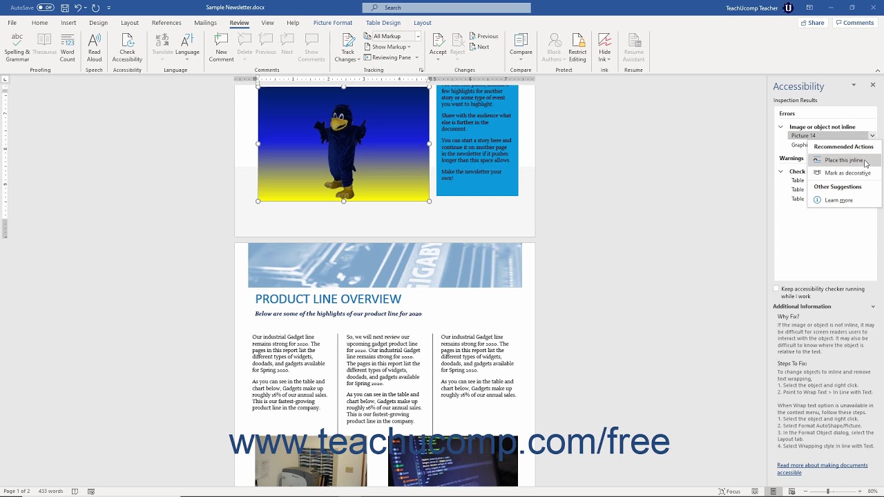 Word 2019 and 365 Tutorial Checking Accessibility Microsoft Training