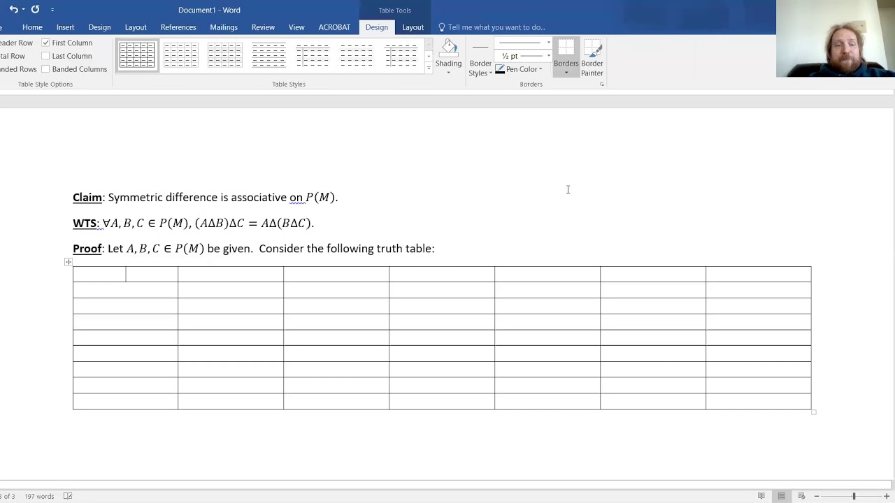 Abstract Algebra 1.5.3 -- Symmetric Difference is Associative on P(M) (Part 1 of 2)