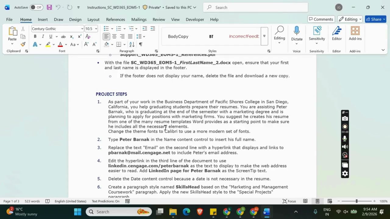 Shelly Cashman Word 365 | Module 5: End of Module Project 1 Pacific Shores College #shellycashman