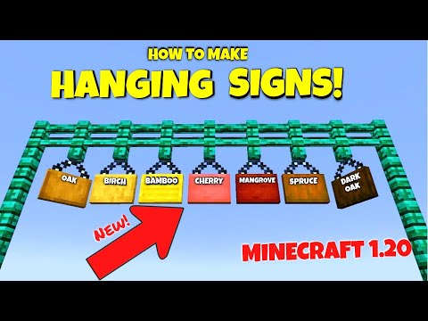 How to Make HANGING SIGNS Minecraft 1.20 Tutorial! How to use Hanging Signs (PE & Java)