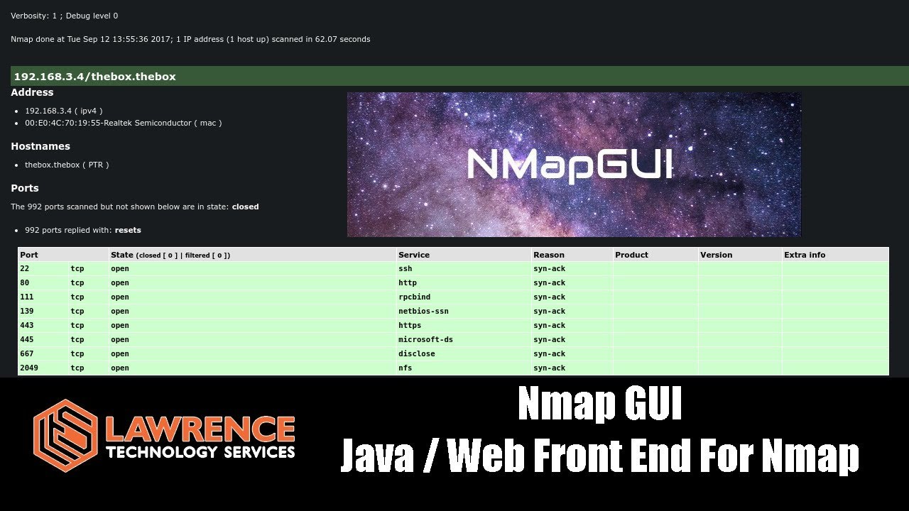 Nmap GUI Java / Web Front End For Nmap