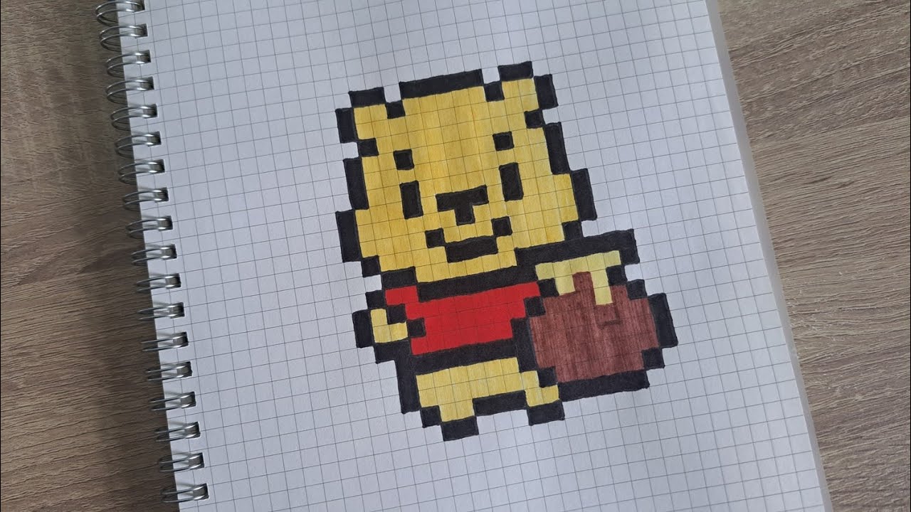 How to draw a pixel art Winnie-the-Pooh