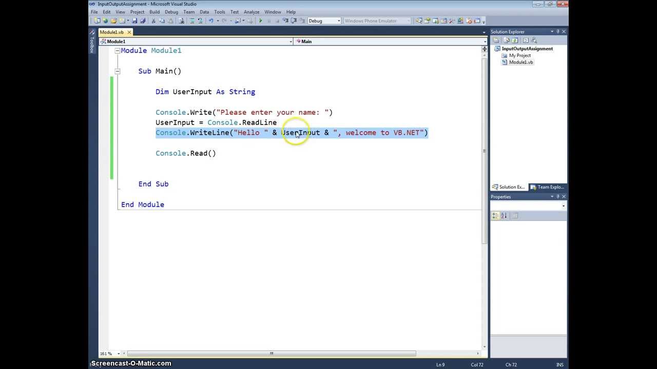 VB.NET 2010: Tutorial 2: Input, Output & Assignment Statements