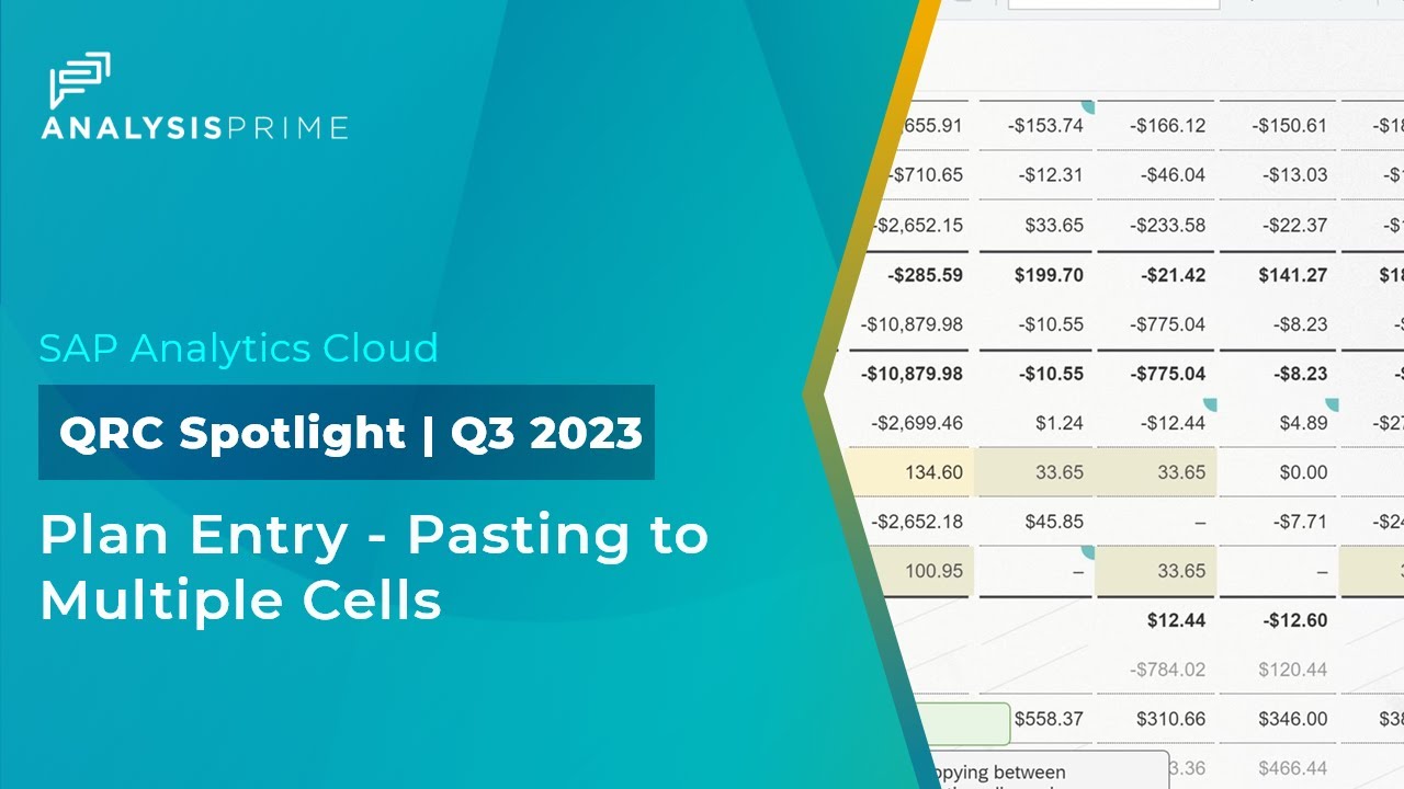 Plan Entry – pasting to Multiple Cells