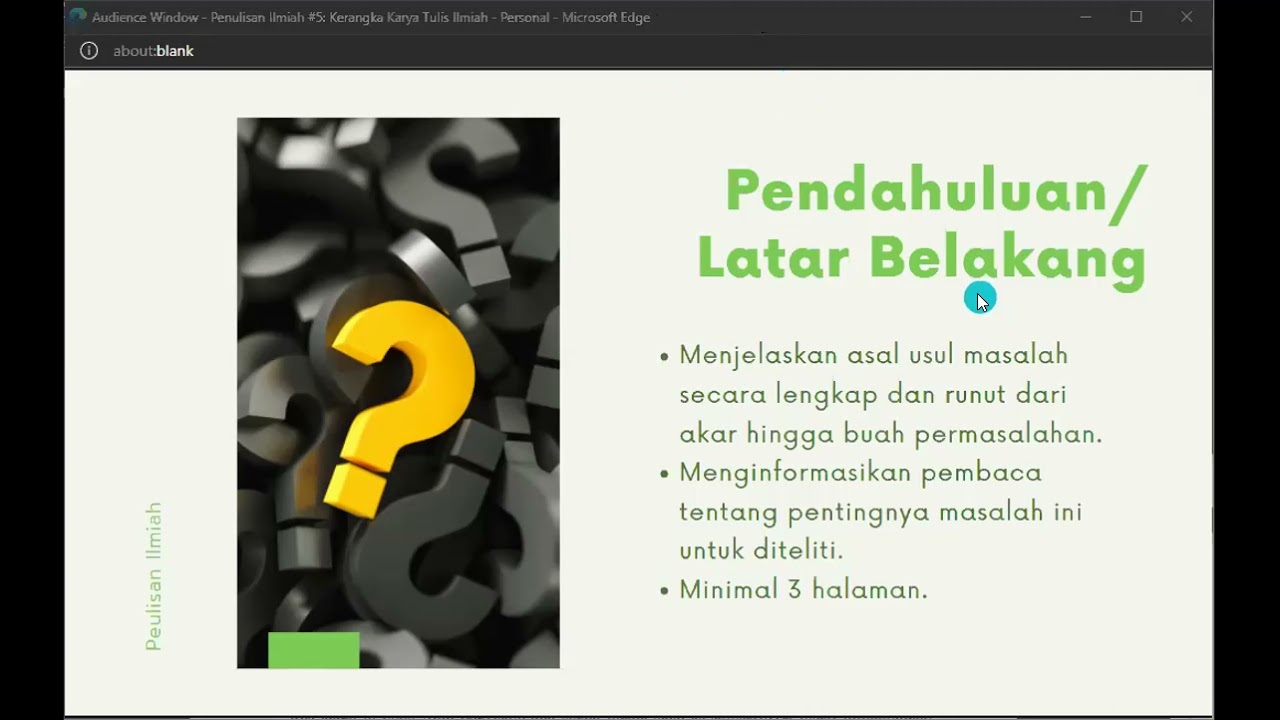 Kerangka karya tulis artikel jurnal ilmiah | Kelas Penulisan Ilmiah #5 2021