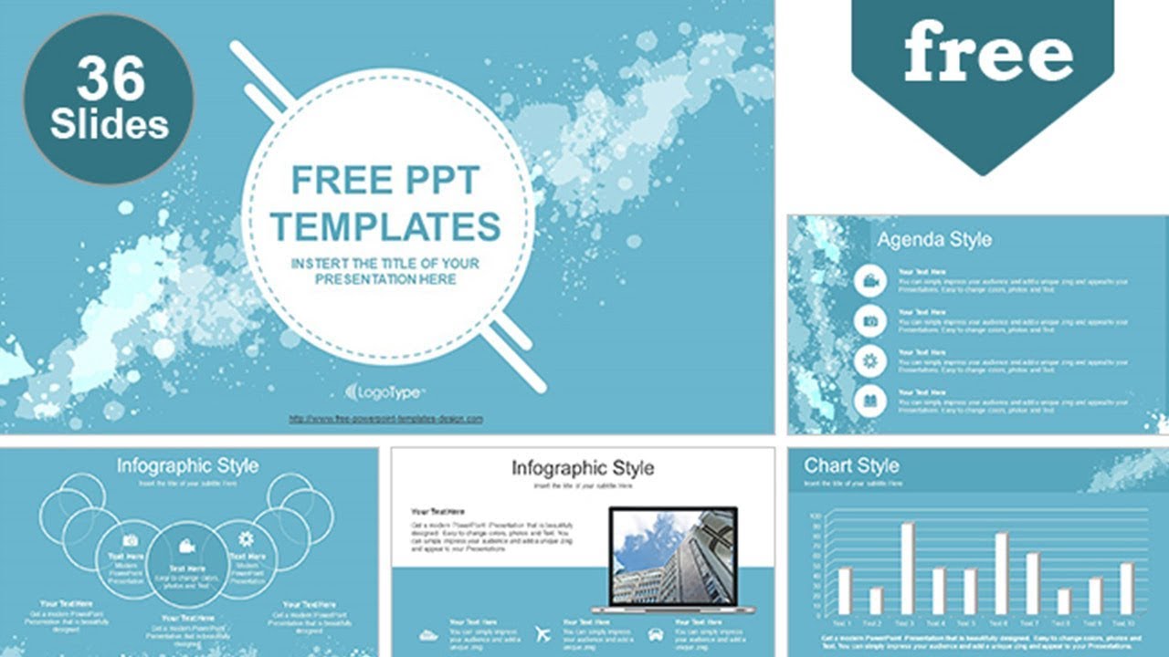 PowerPoint Template Water Colored Splashes