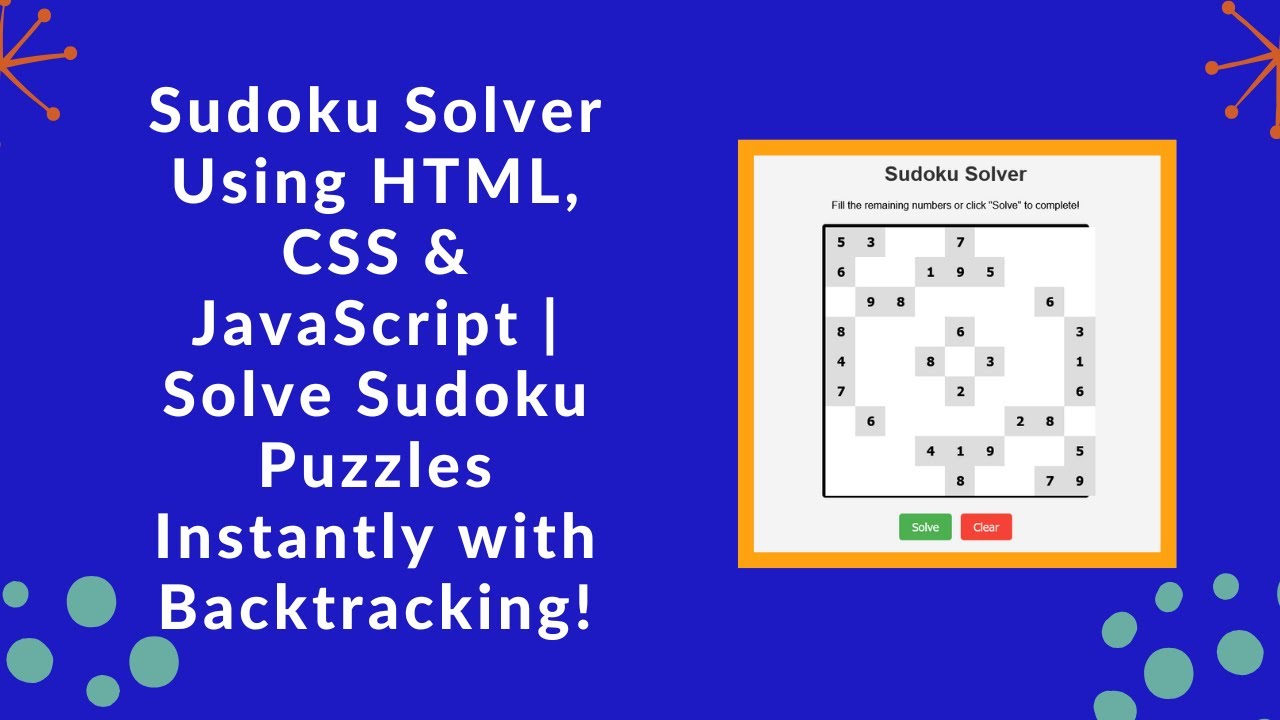 Sudoku Solver with HTML, CSS, and JavaScript | Step-by-Step Guide 🧩🎯
