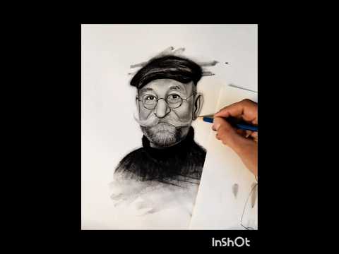 Horst Lichter von Bares für Rares Portrait Zeichnung mit Bleistift und Kohle