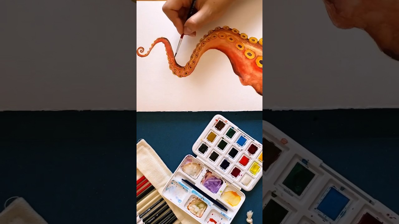 Octopus tentacle watercolor painting. 🐙 #VanGogh colors #octopus #tentacle #watercolorpainting #art