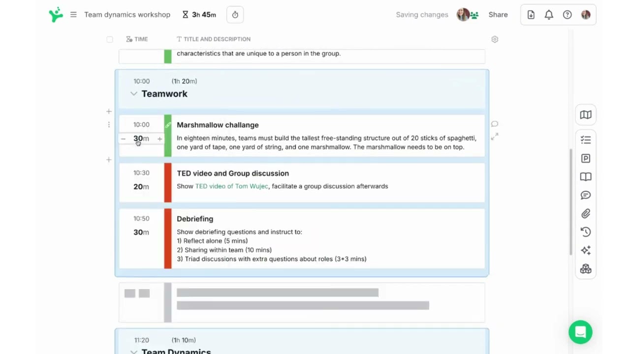 How to create a workshop agenda in SessionLab