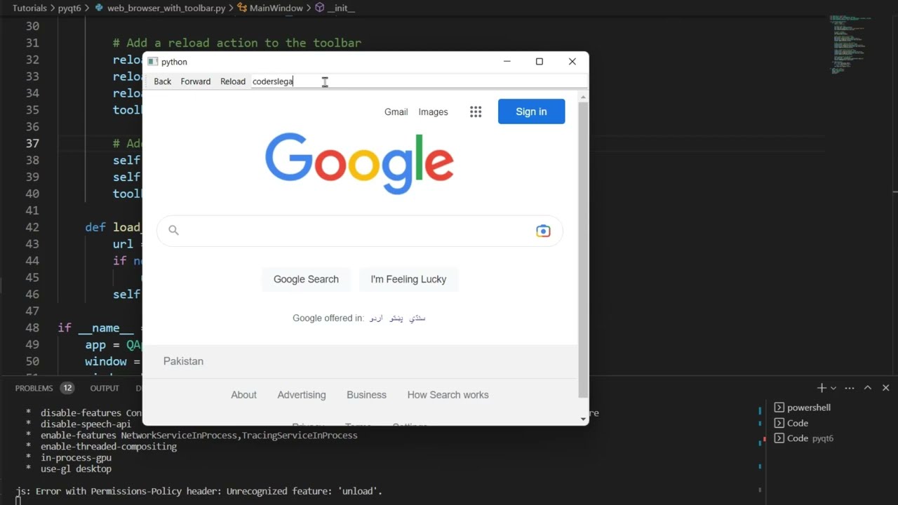 PyQt6 Web Browser with QWebEngineView