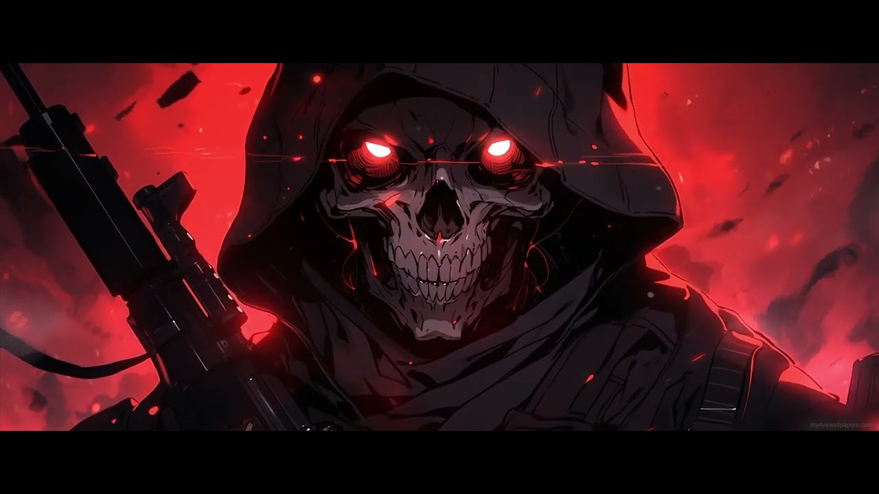 Red Skull Phantom Warrior Live Wallpaper 4K PC Loop OLED Dark