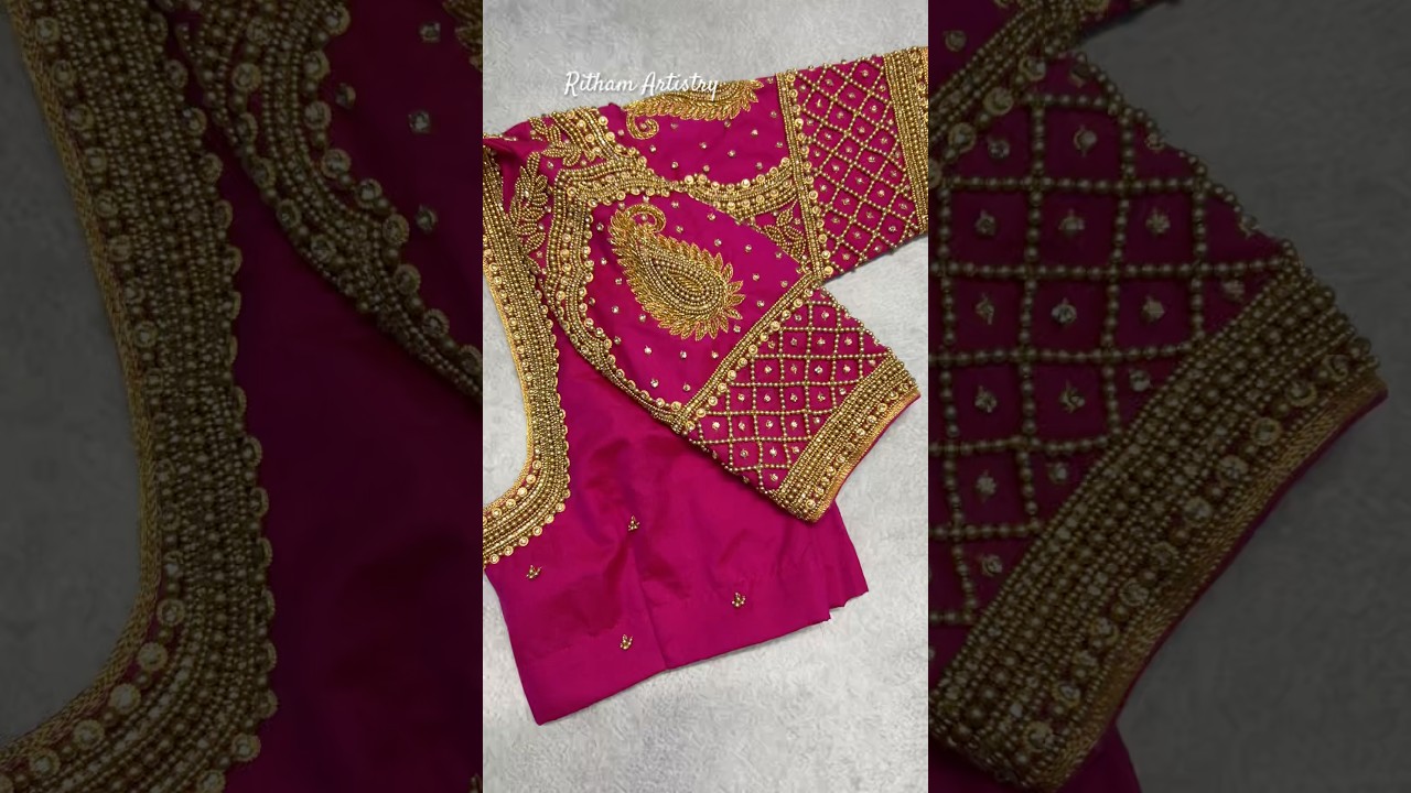 Pink bridal blouse | latest aari work blouse | cutbeadwork blouse #blouse#aari#aariwork#bridalblouse