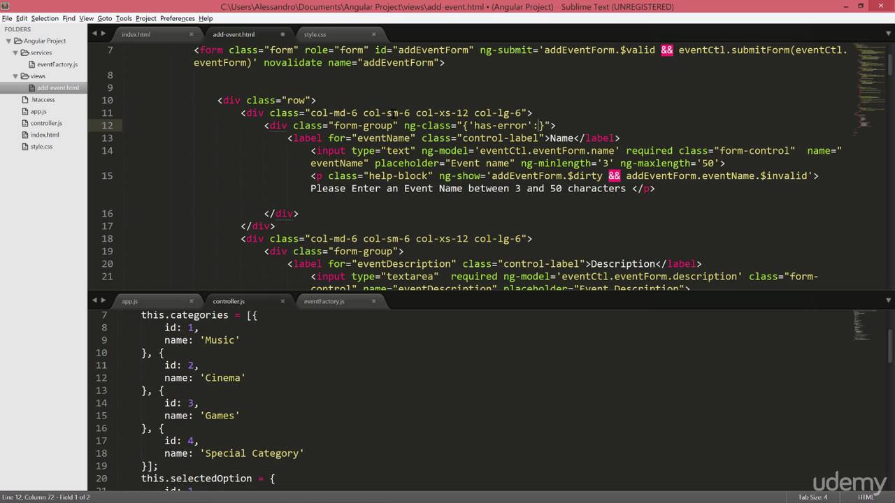 05 Angular Form Validation - 006 Cosmetic Changes Angular CSS for Validations  ngClass