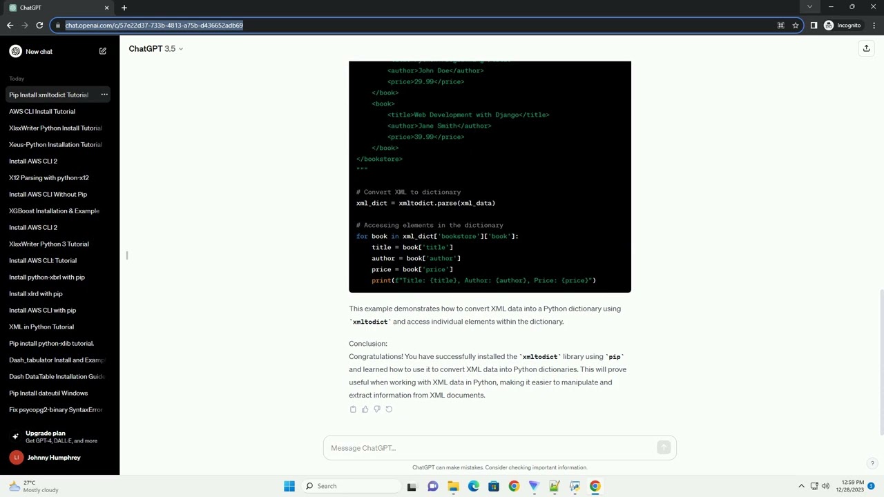 pip install xmltodict python