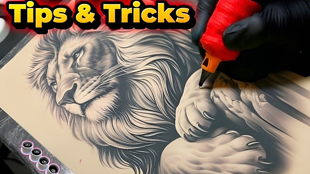 How to Create a Realistic Lion Tattoo Tutorial | Tattoo Shading Techniques 