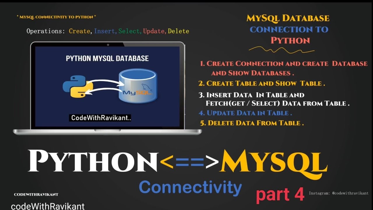 P4 Python Database Connectivity Using MySQL | insert data in table & fetch (select) data from table