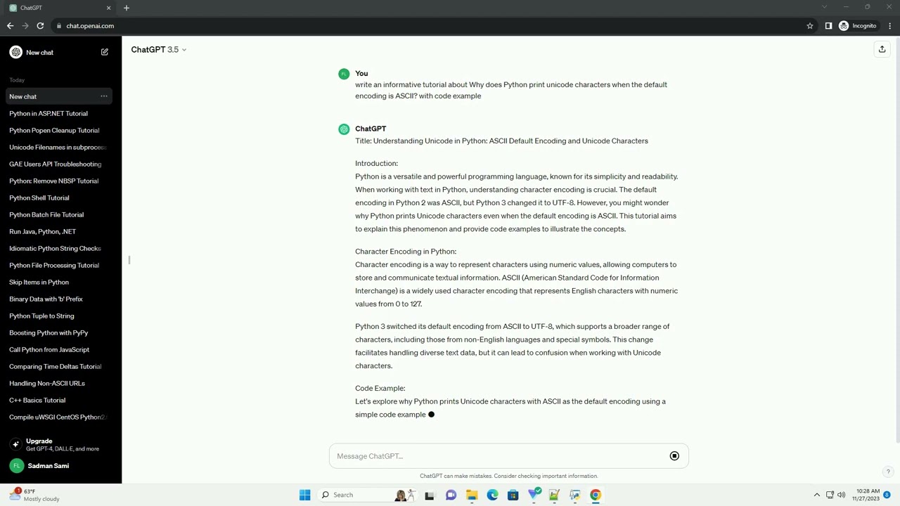 Why does Python print unicode characters when the default encoding is ASCII