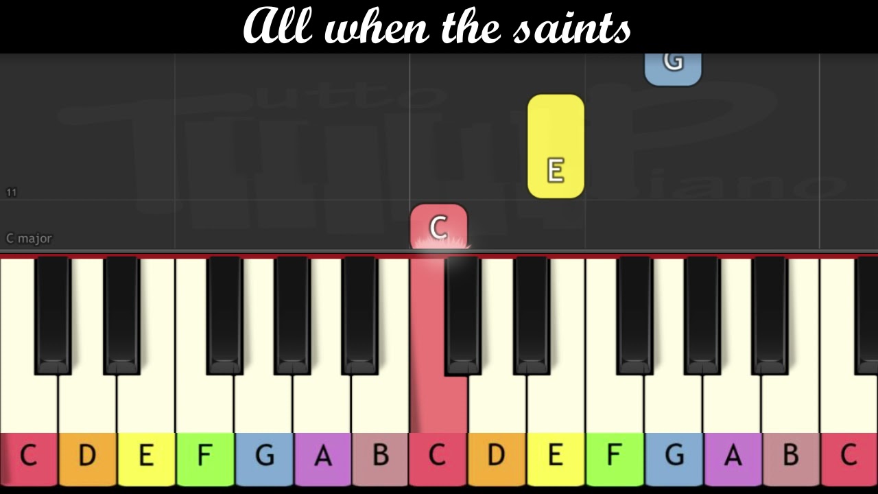 Traditional song -  When the saints go marching in (very easy piano for children or begginers)