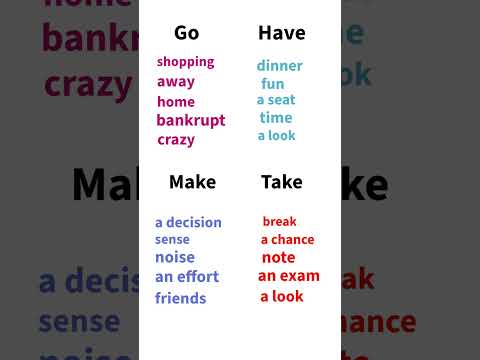 Words that go with "go", "have", "take" and "make" #learnenglish #go #have #english #viralvideo
