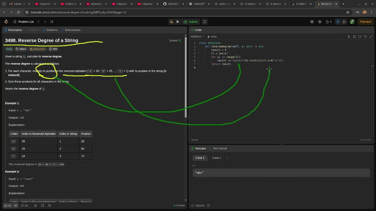 Leetcode easy problem 3498. Reverse Degree of a String | devops python practice