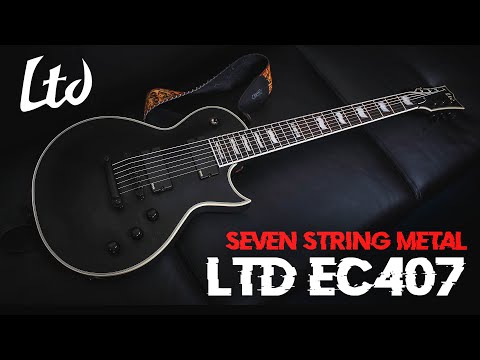 ESP LTD EC-407 7-String Electric Guitar - Black Satin | Reverb