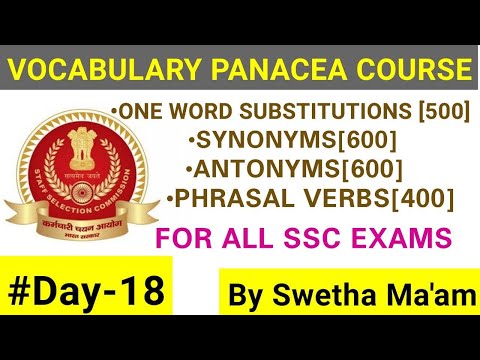 Top 600 Synonyms [DAY-18]//ENGLISH VOCABULARY PANACEA COURSE//Full Vocab Session/by Swetha Mam