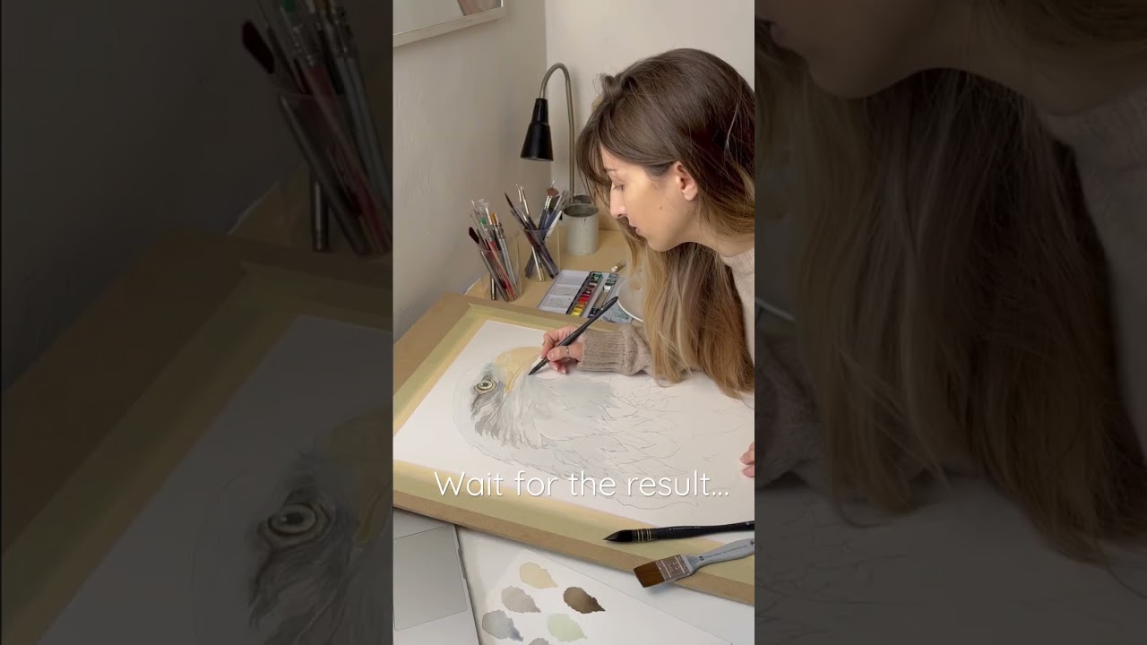 Watercolor step on the bald eagle portrait! #baldeagle #watercolor #animalart #watercolorpainting