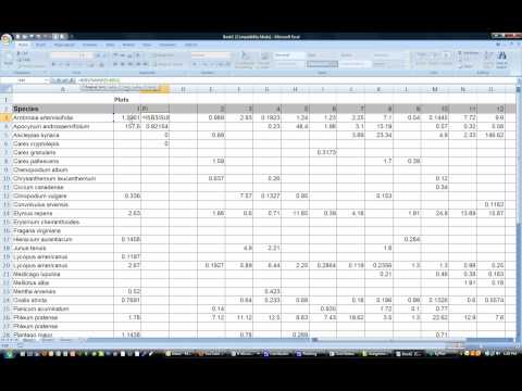 Shannon-Wiener Diversity Index (In Excel)