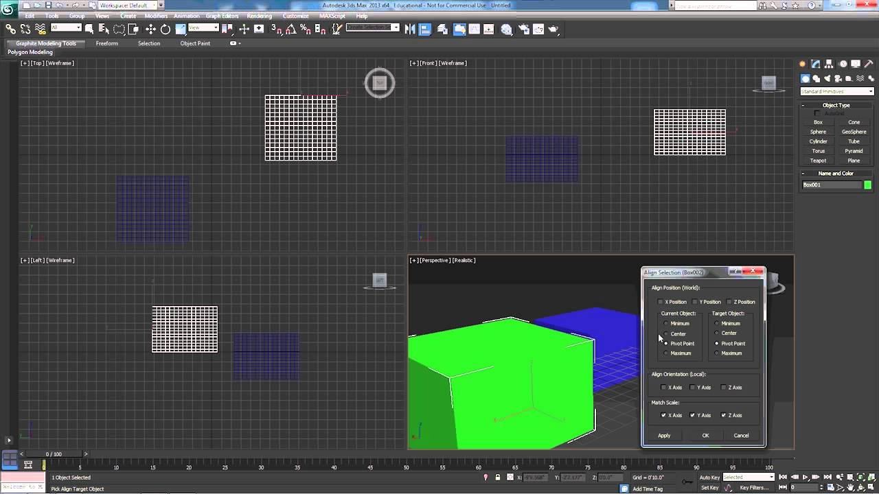 3D Max Align Objects Tutorial 005