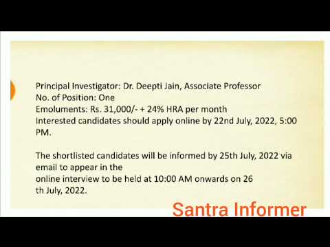 Interview for Project-JRF Position in Regional Centre for Biotechnology@santrainformer