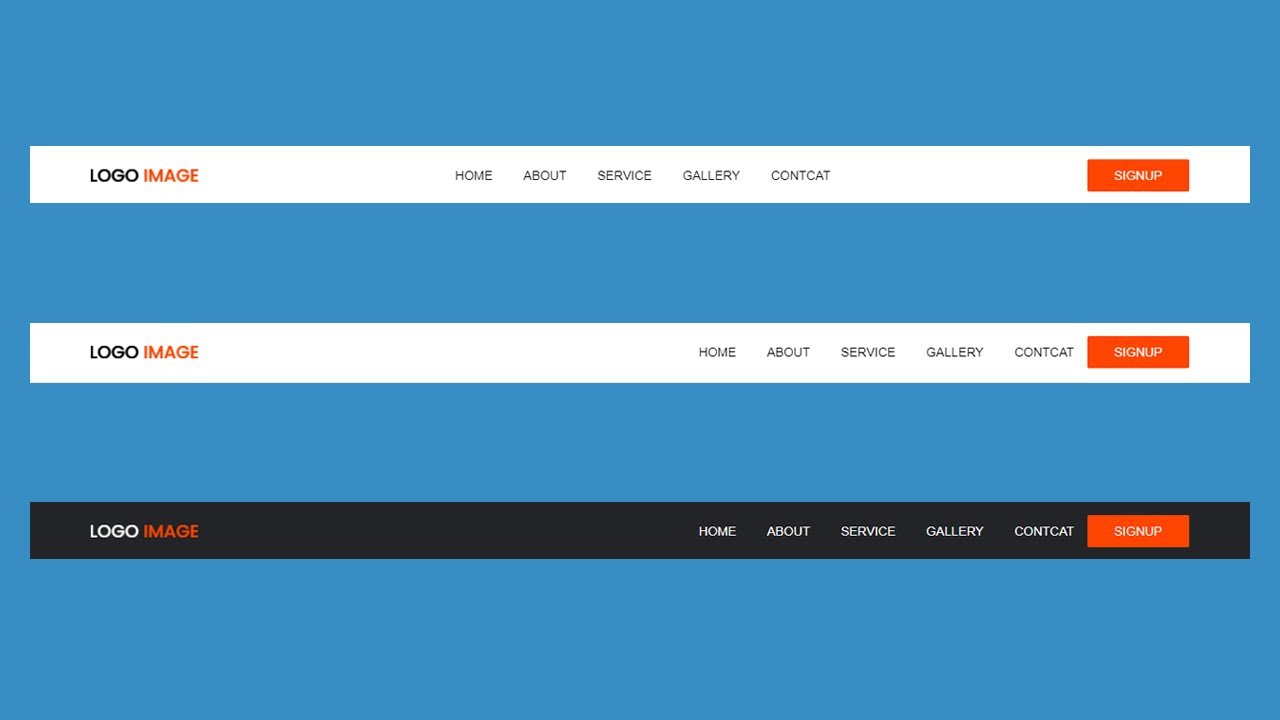 How to create navigation bar using CSS flexbox?  3 examples